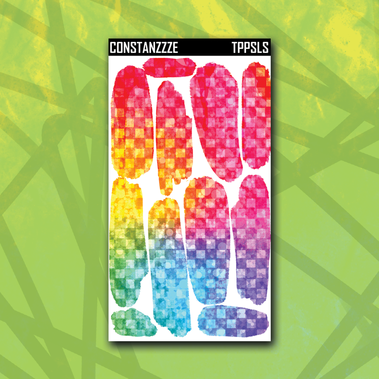 Rainbow Glitter Checker Large Swatch Sticker Sheet – Constanzzze