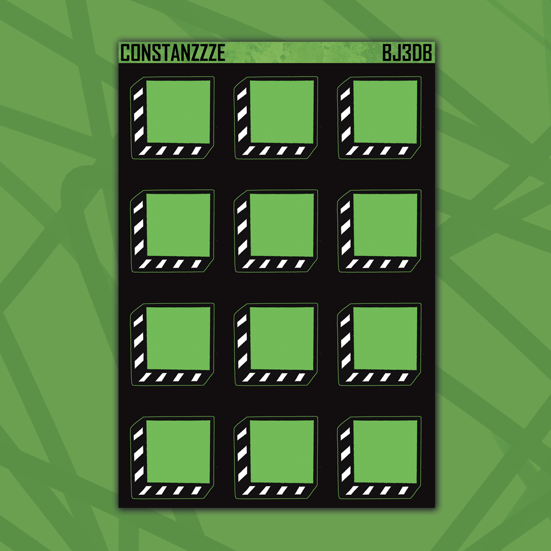 Blackout Large Green 3D Box Sticker Sheet – Constanzzze