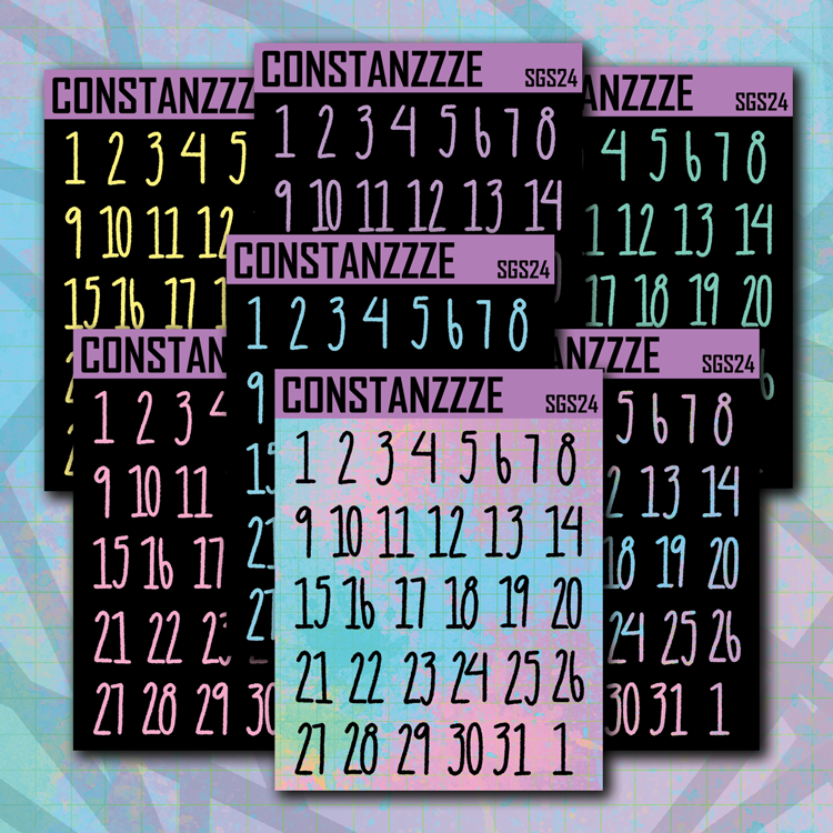Pastel Large Number Sticker Sheet (choose your color) – Constanzzze