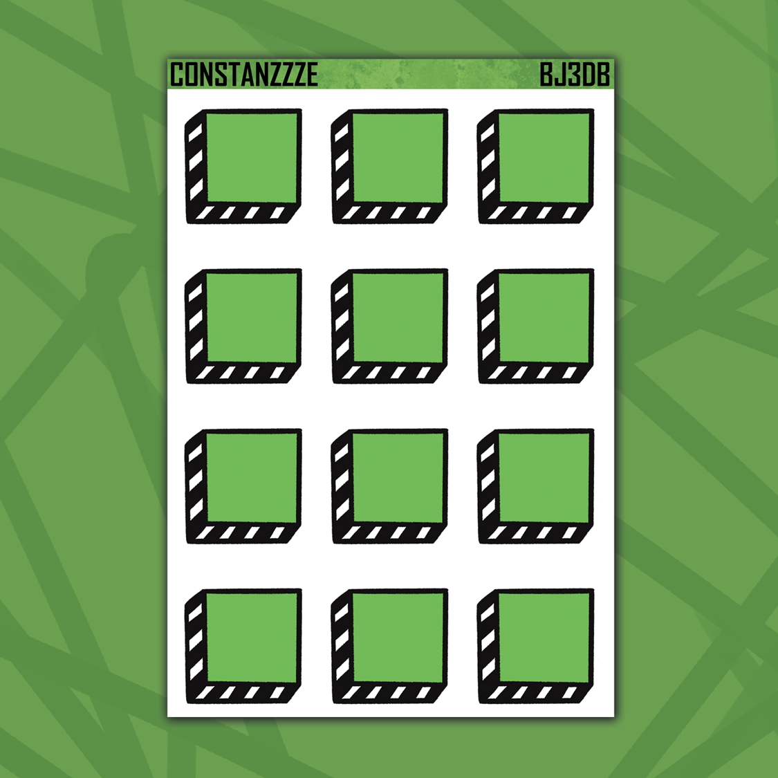Large Green 3D Box Sticker Sheet – Constanzzze