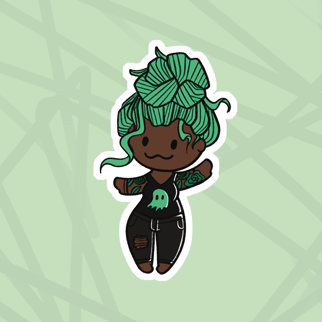 Edgy Chibi Happy Die Cut (Dark Skin Tone) – Constanzzze