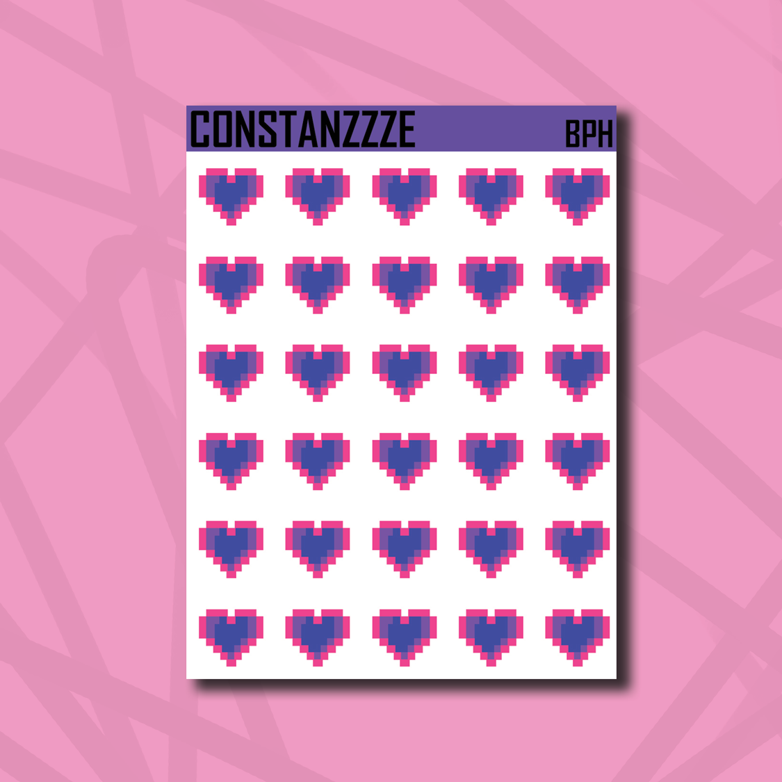 Bi Pixel Heart Sticker Sheet – Constanzzze