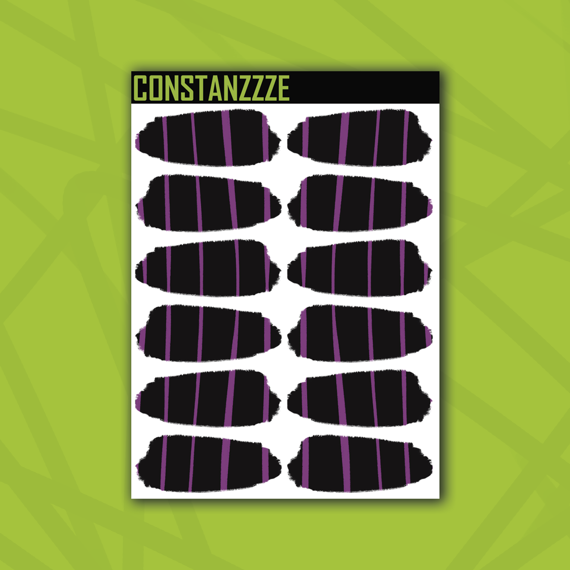 Traditional Stripes Over Black Medium Swatch Sticker Sheet – Constanzzze