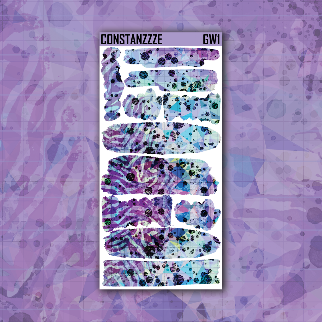 Blue Shatter Go Wild Swatch and Strippies Sheet – Constanzzze