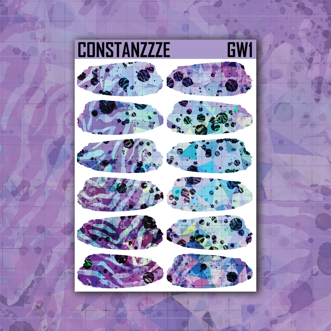 Blue Shatter Go Wild Medium Swatch Sticker Sheet – Constanzzze