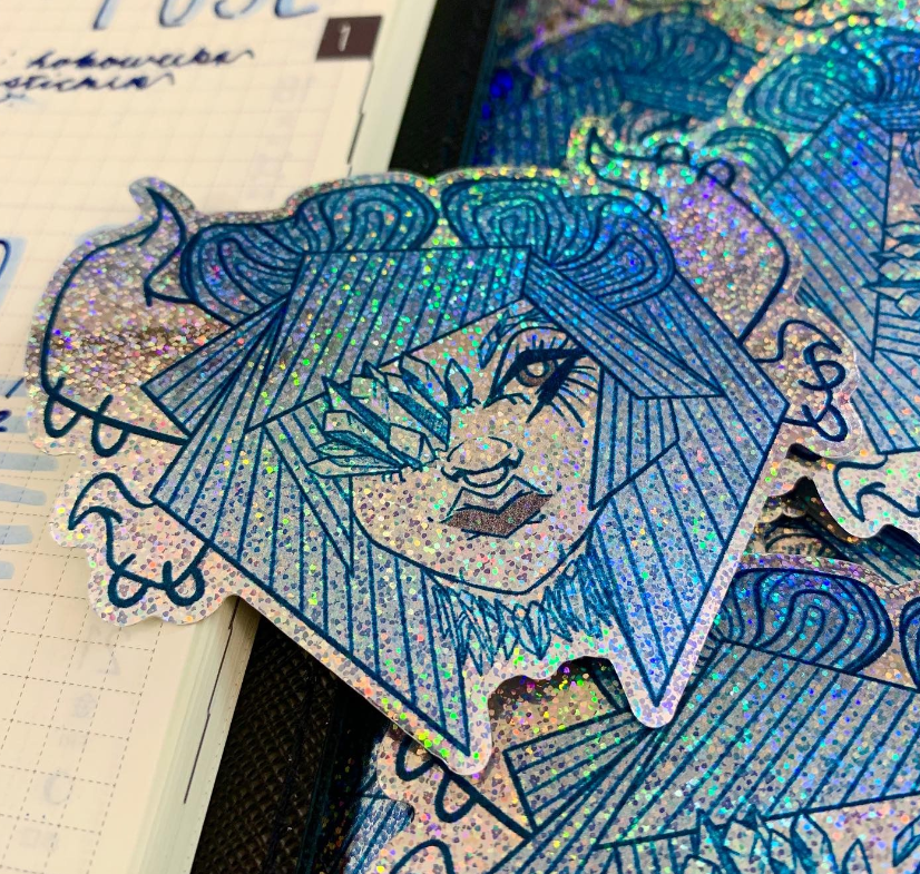 Crystal Demon Glitter Vinyl Sticker – Constanzzze