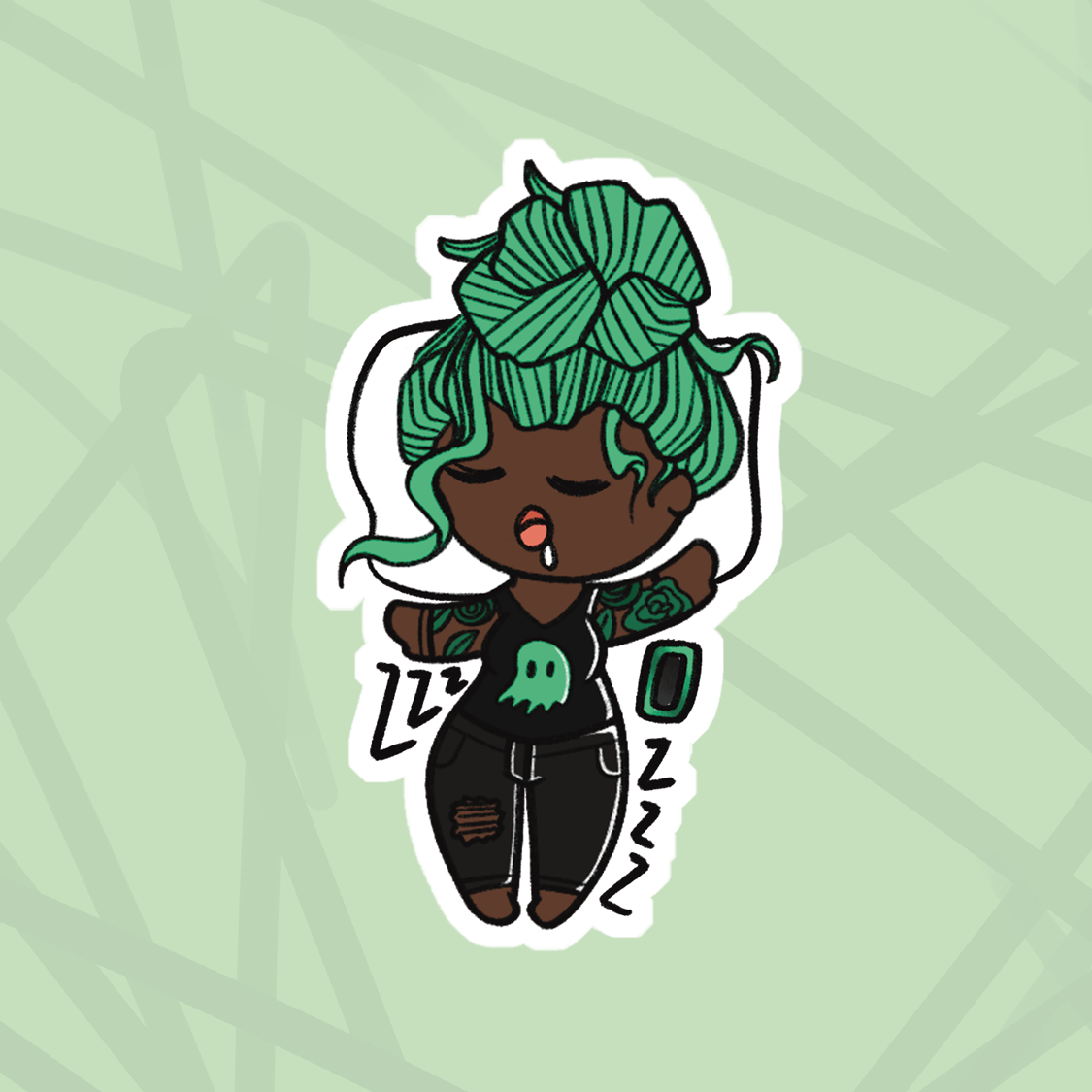 Edgy Chibi Drained Die Cut (Dark Skin Tone) – Constanzzze