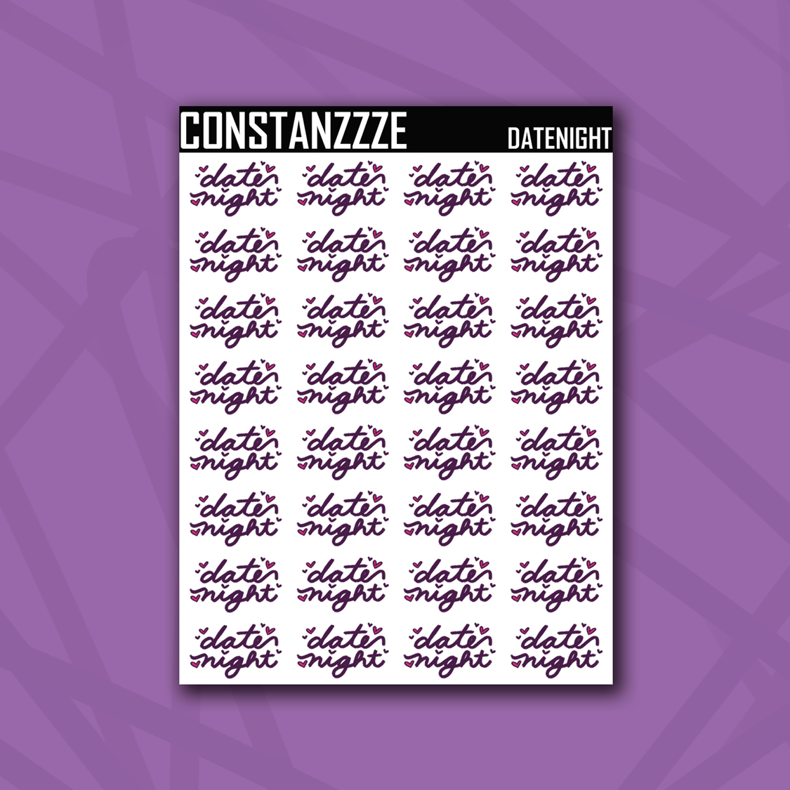 Date Night Script Sticker Sheet – Constanzzze