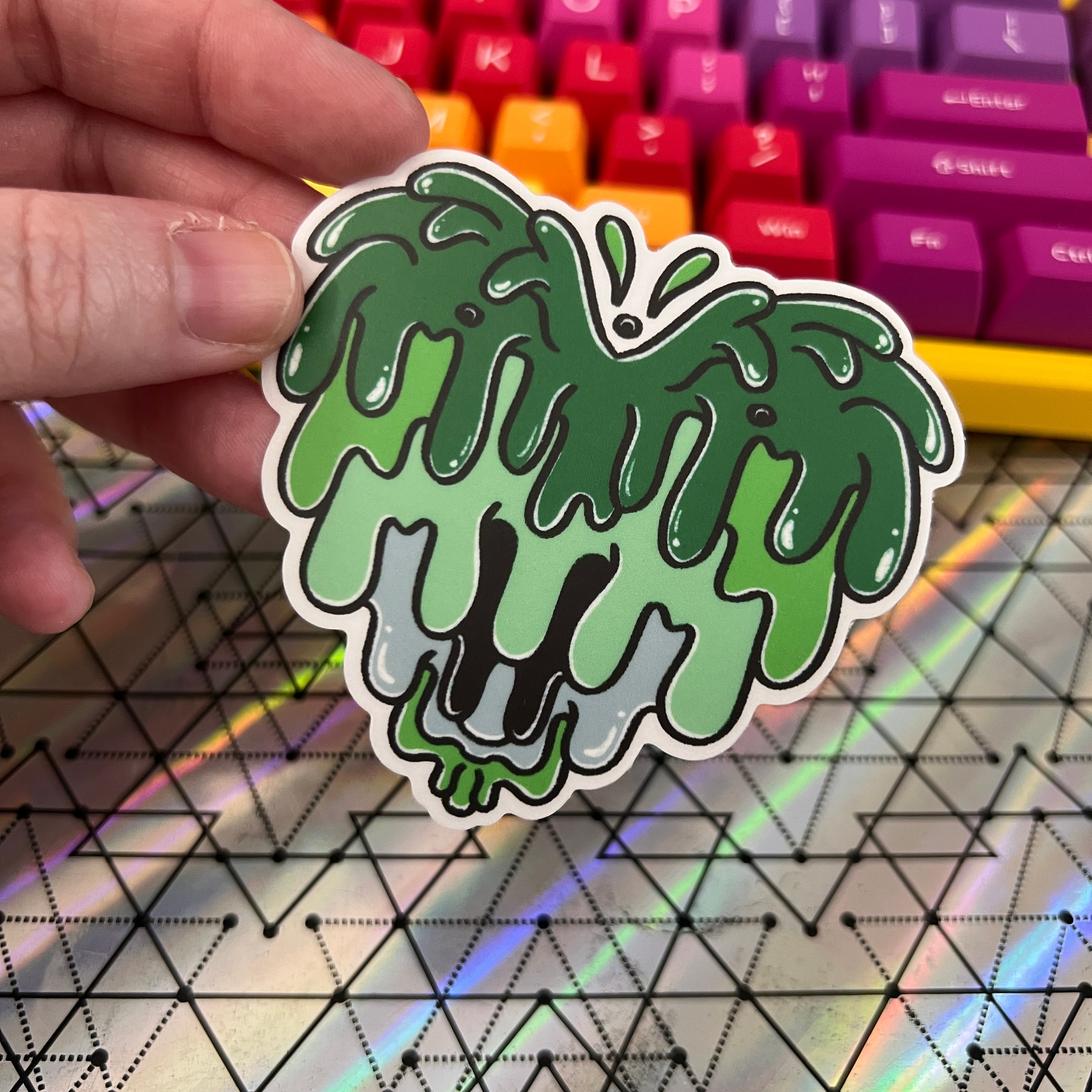 Agender/Aromantic Pride Drippy Heart Translucent Vinyl Sticker ...