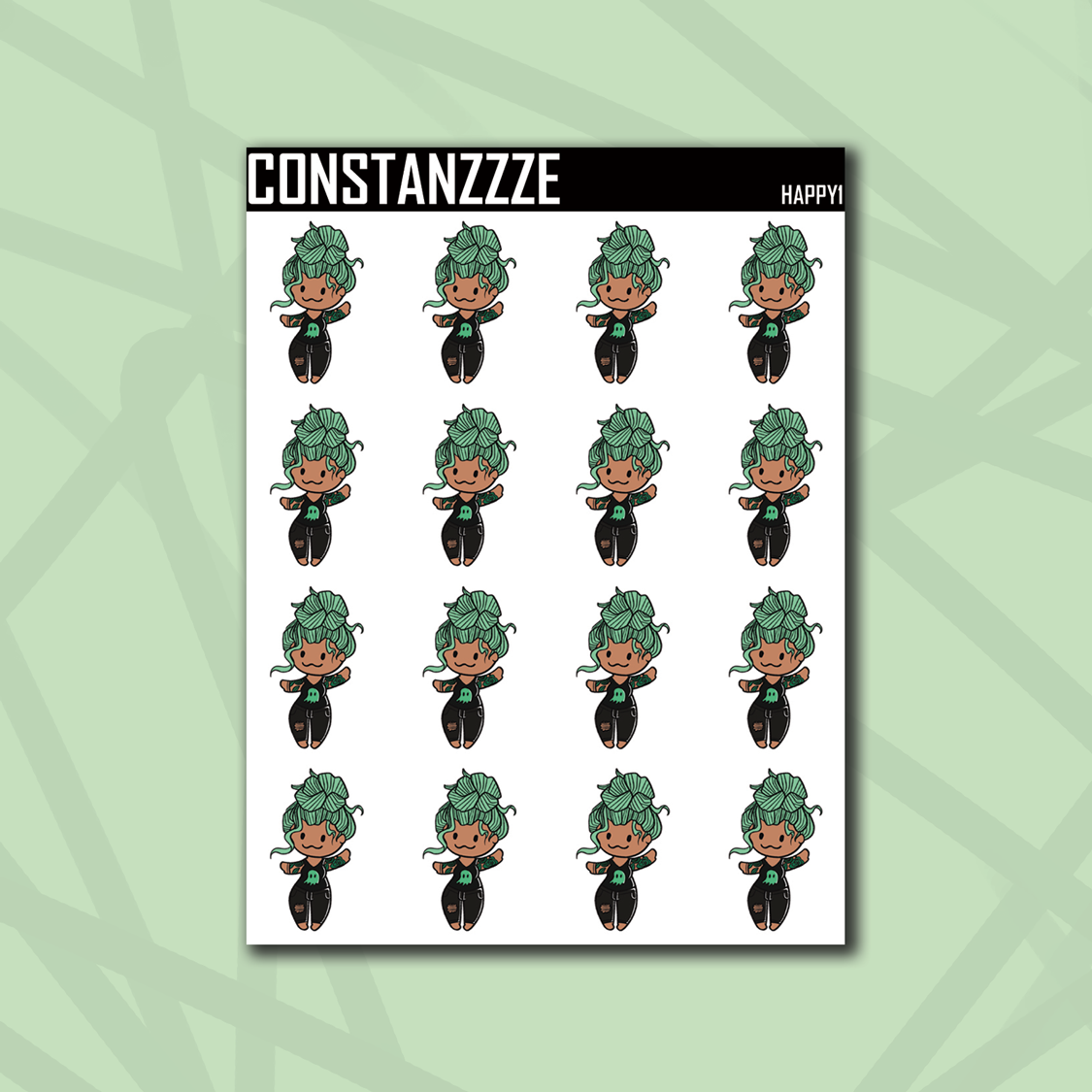 Metal Chibi Happy Sticker Sheet (Choose Your Skin Tone) – Constanzzze