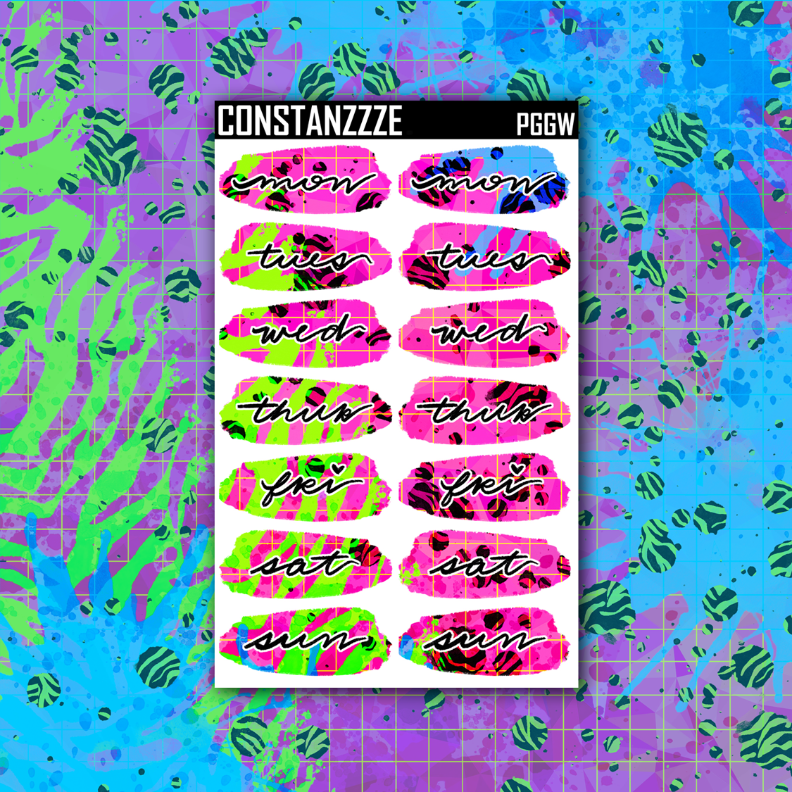 Neon Go Wild Day Swatch Sticker Sheet – Constanzzze