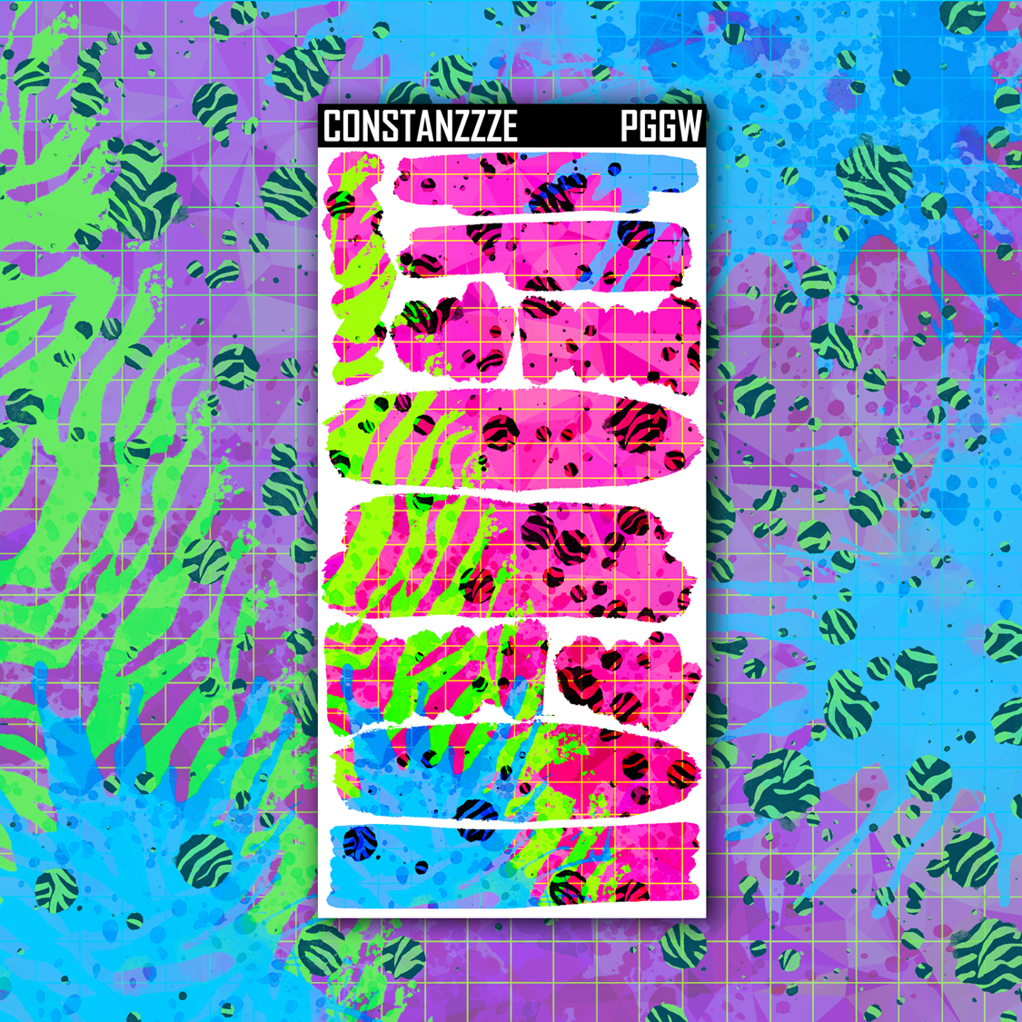 Neon Go Wild Swatch and Strippies Sheet – Constanzzze