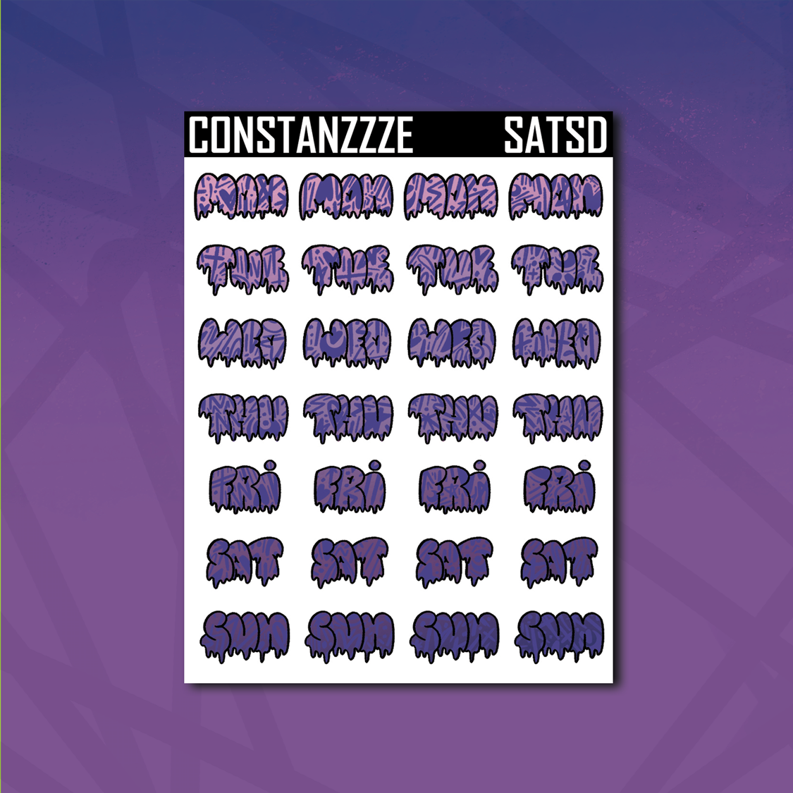 Saturn Oracle Drippy Days of the Week Sticker Sheet – Constanzzze