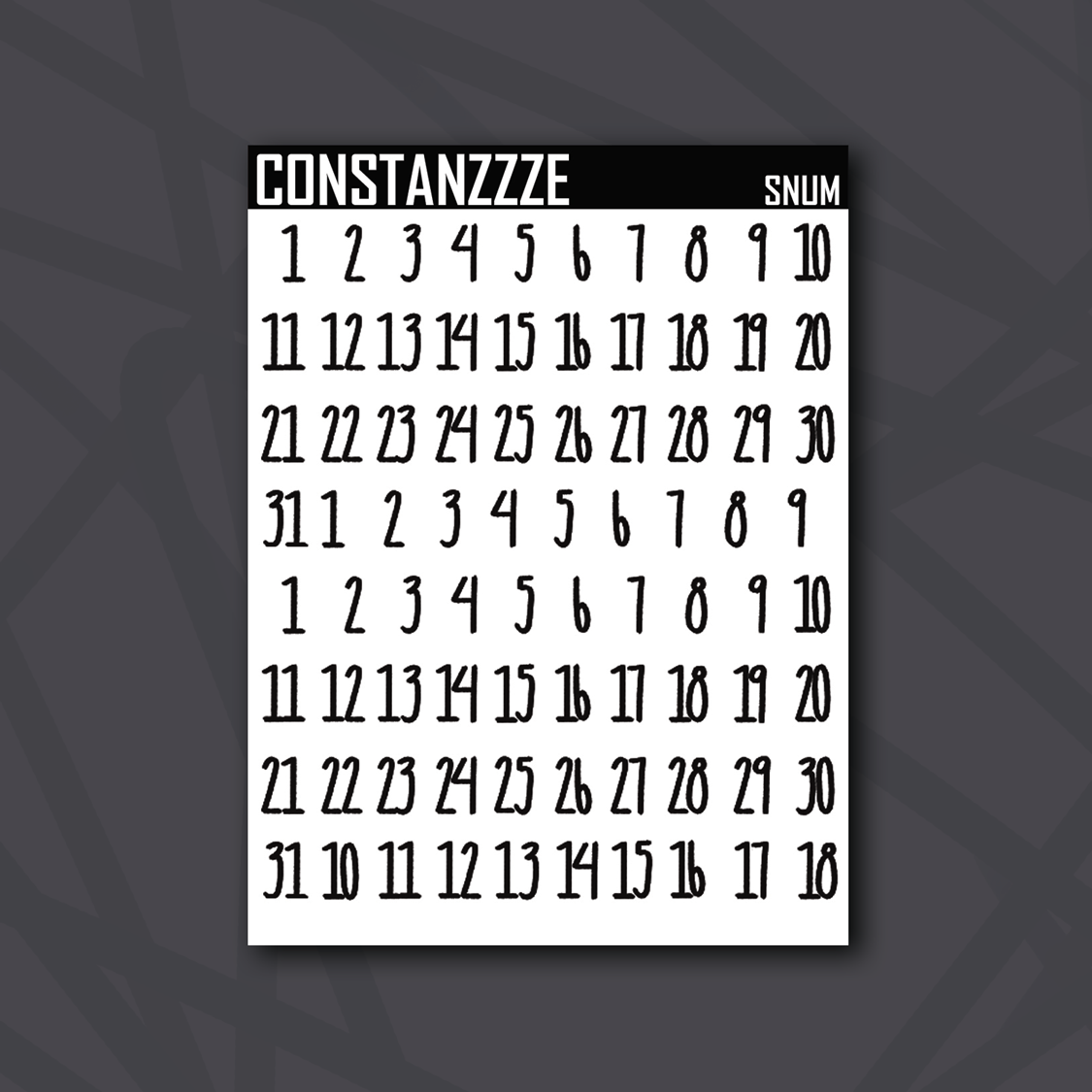 Small Number Sticker Sheet – Constanzzze